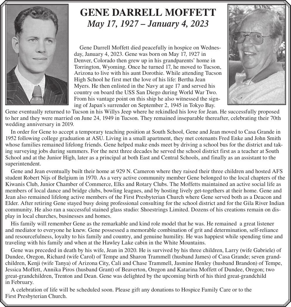 Gene Darrell Moffett | Obituaries | pinalcentral.com