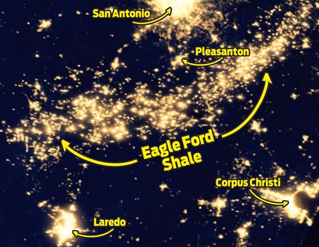 Eagle Ford Shale night image from NASA’s satellite as 40th anniversary ...