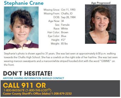 Today is 25th anniversary of Stephanie Crane's disappearance in Challis ...