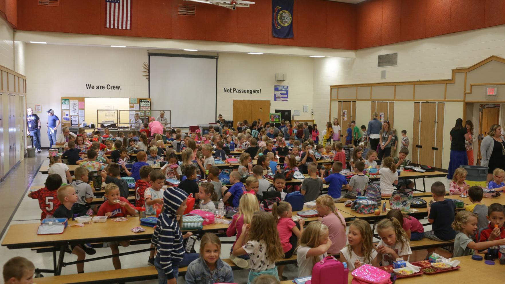 crowded school cafeteria