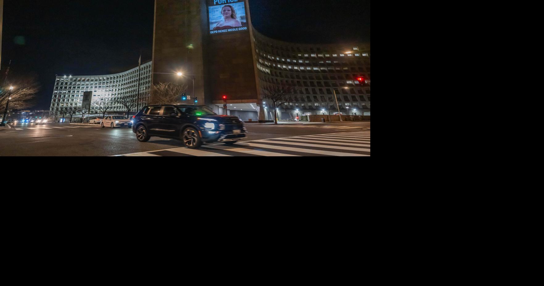 Activists Project Message Condemning ICE After Killing of Minneapolis ...