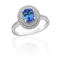 Ladies genuine Tanzanite Ring with White Topaz Double Halo ...