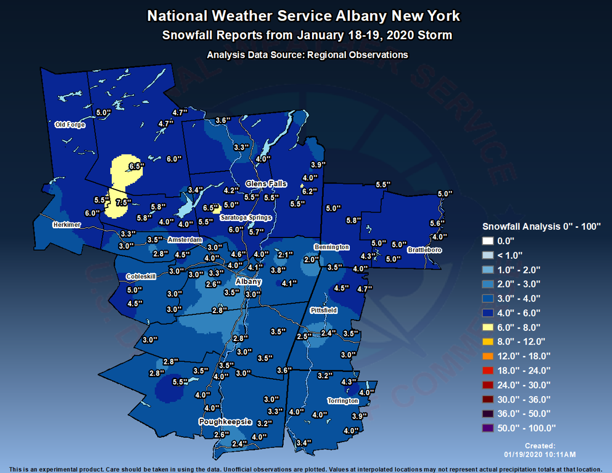 Snowstorm leaves a handful of inches across the region