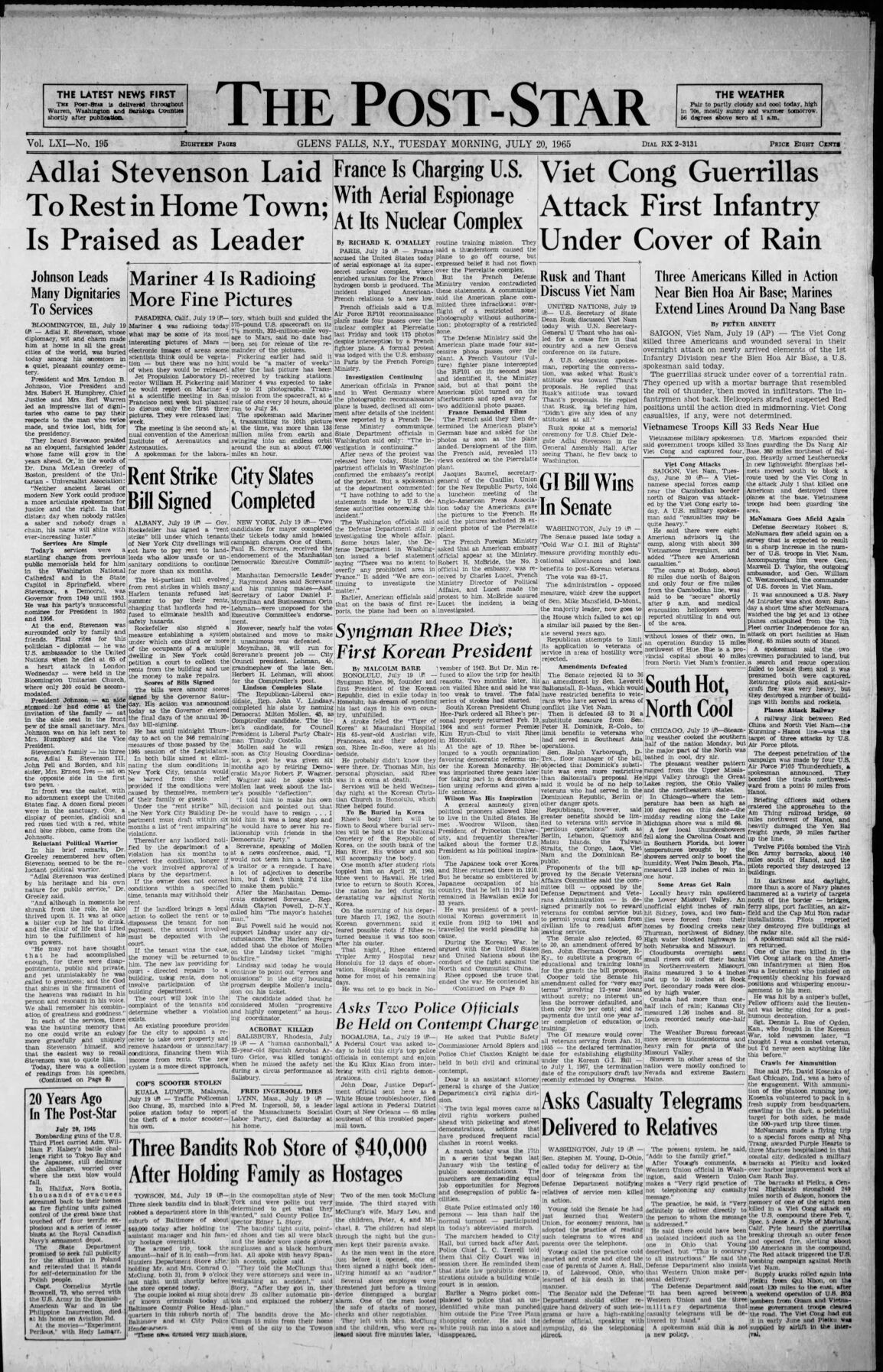 Inside The Post-Star, 60 years ago