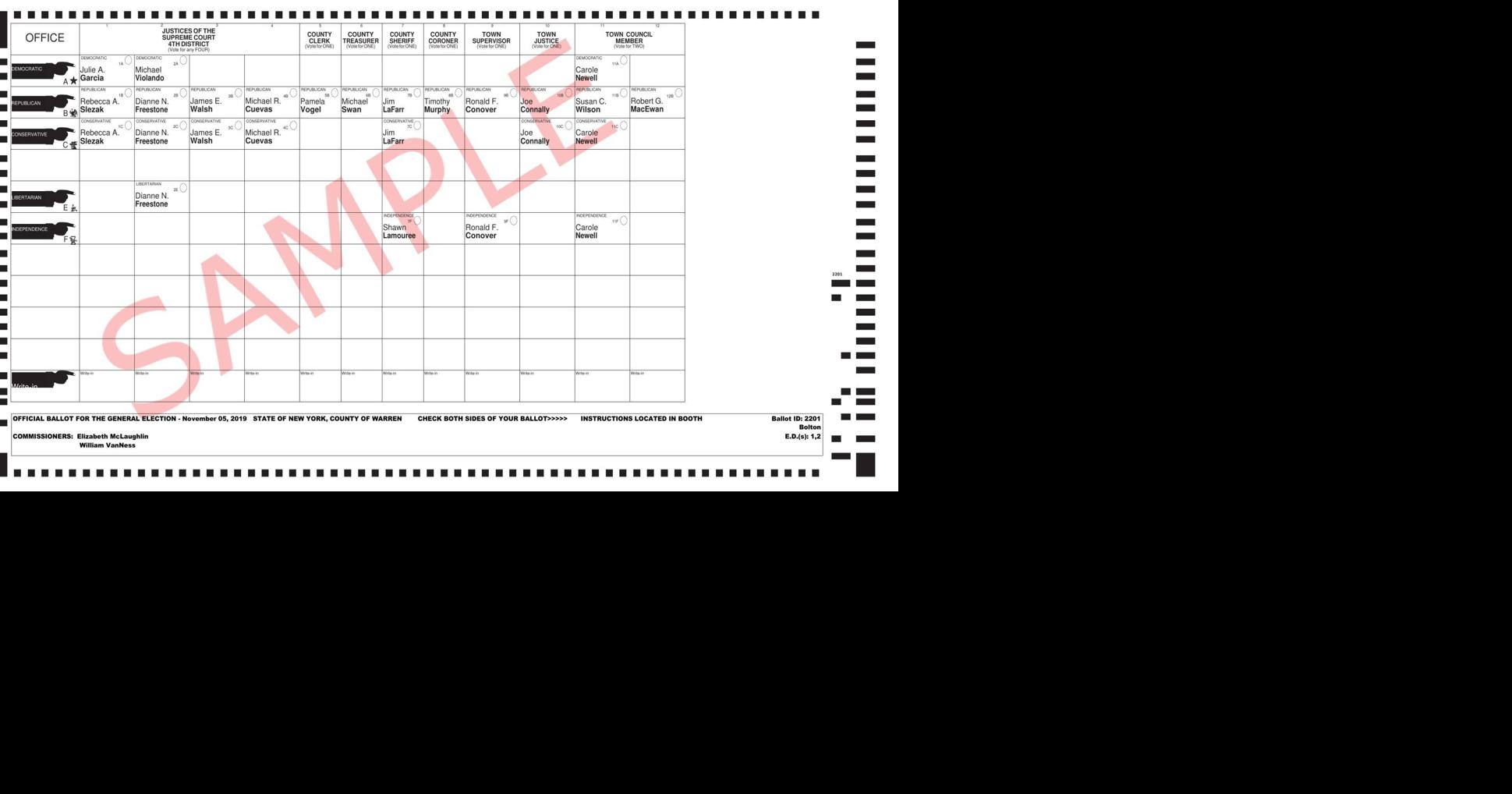 Warren County sample ballots