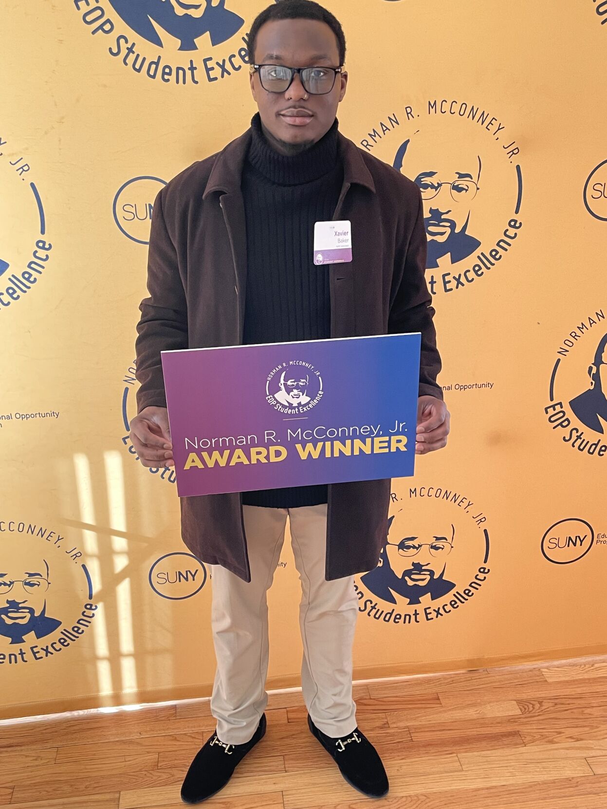 SUNY Adirondack student Xavier Baker Albany McConney award