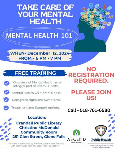 Warren County mental health workshop Dec. 12