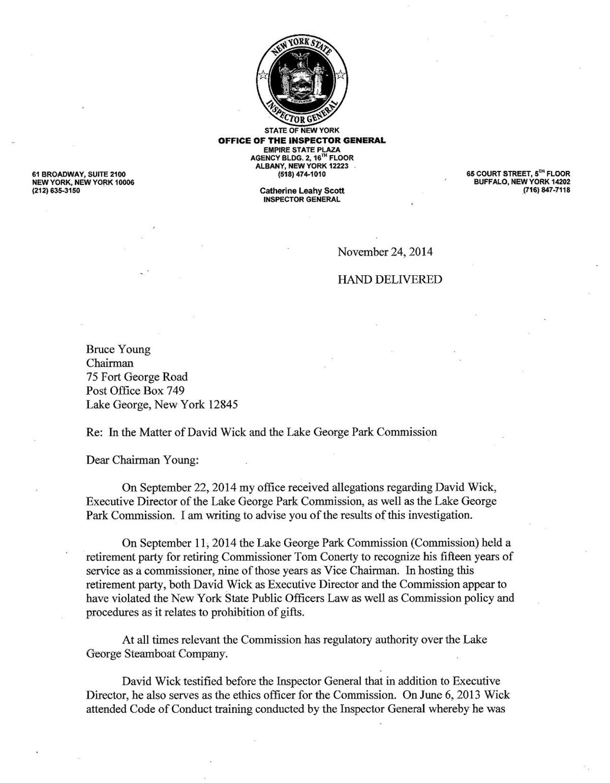 Inspector General letter