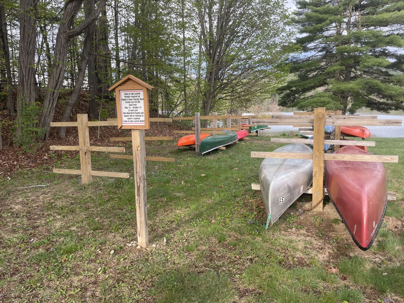 Lake Luzerne board 'racked' for boat rack rental solution