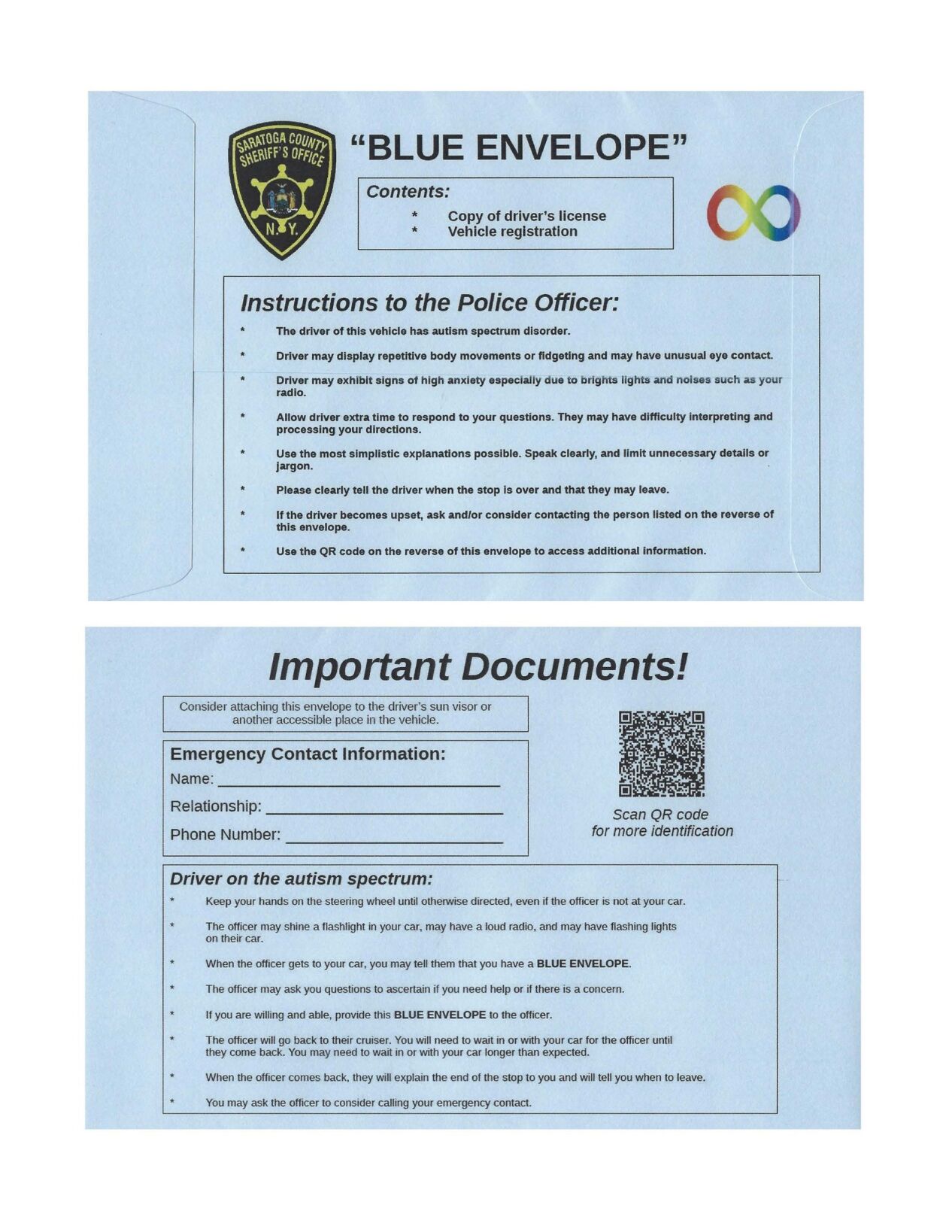 Warren County Sheriff's Office adopts Blue Envelope program