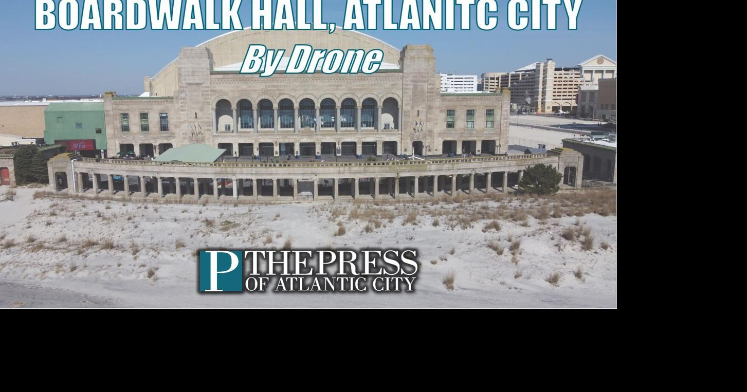 Drone video of Boardwalk Hall in Atlantic City, NJ in 2024