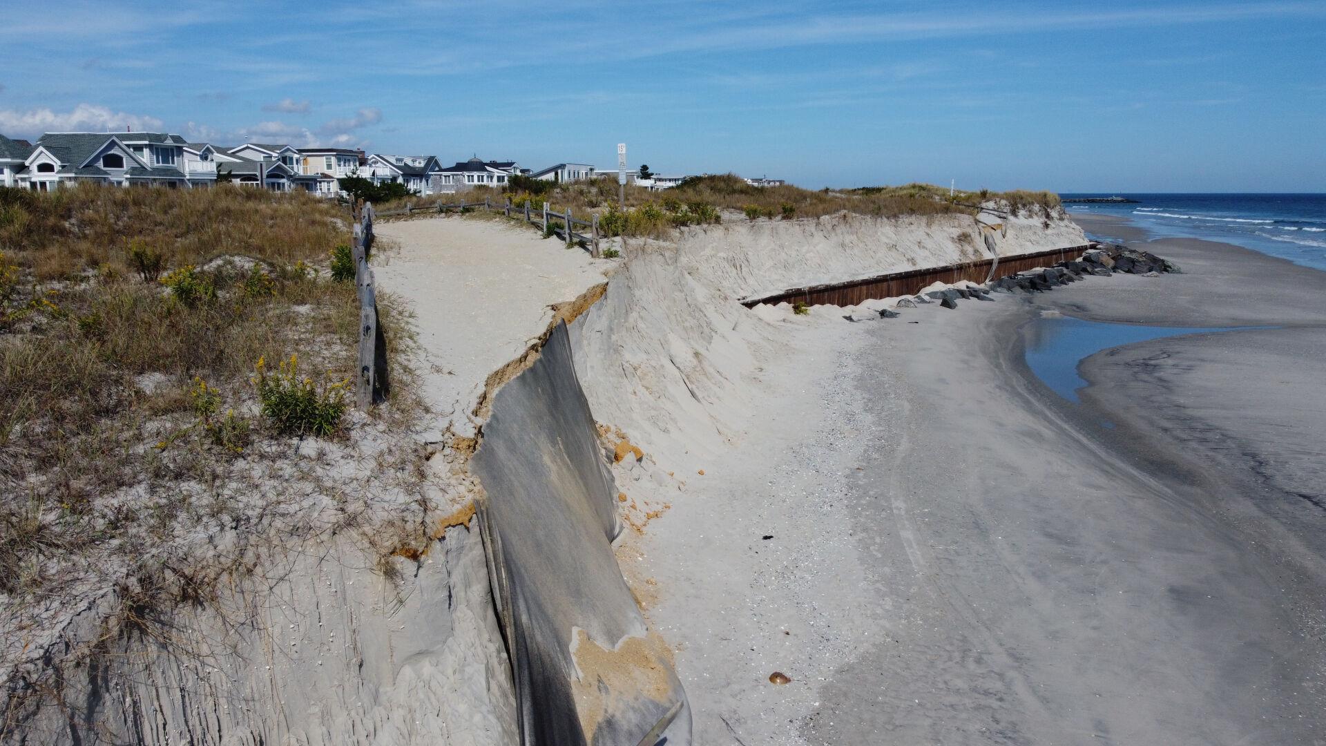 See the cliffs of sand on the Avalon beach from the October nor'easter