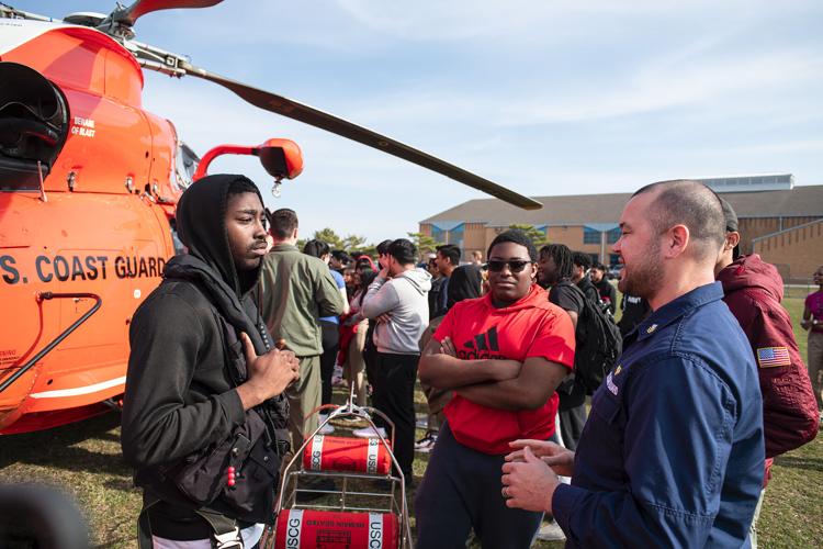 Coast Guard helicopter visits Atlantic City JROTC students