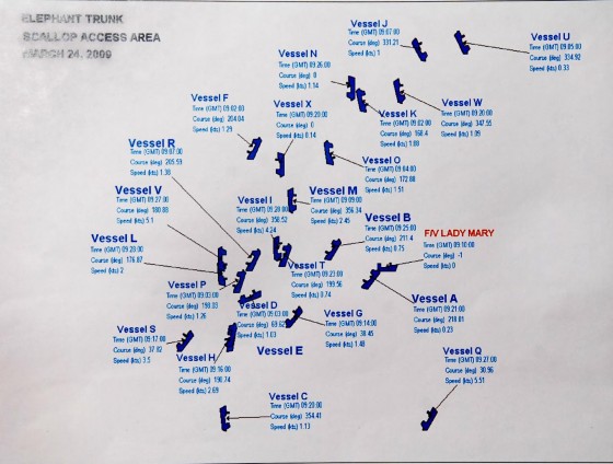 Tracking charts show 24 boats nearby when Lady Mary sank