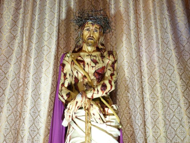 Scourged Jesus Statue on display during Lent at St. Gianna