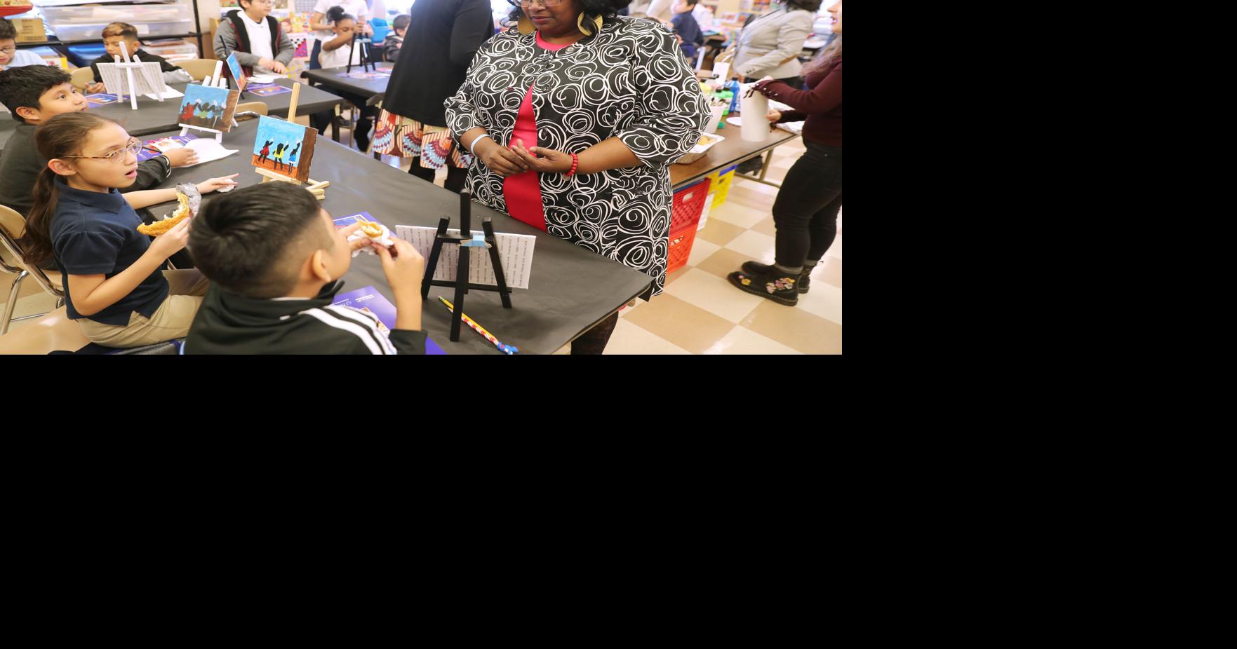 Sovereign Avenue School students learn about artist Jacob Lawrence, an ...