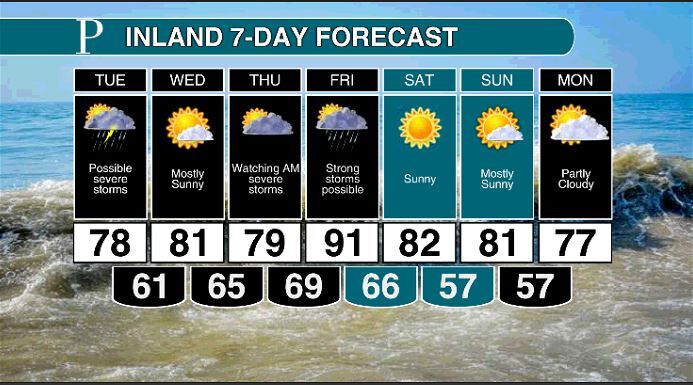 Weather: Thunderstorms strike Tuesday, tidal flooding occurs through ...