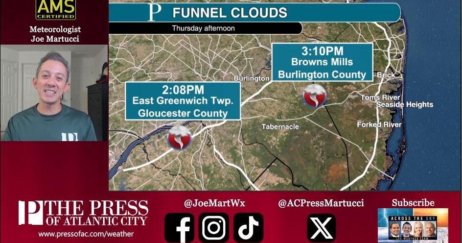South Jersey Thursday Night Weather Forecast Funnel Clouds