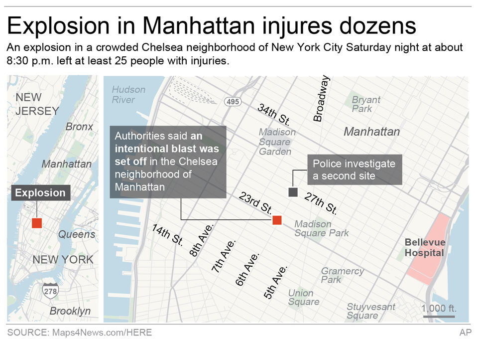 Second device found after blast in Manhattan injures 29