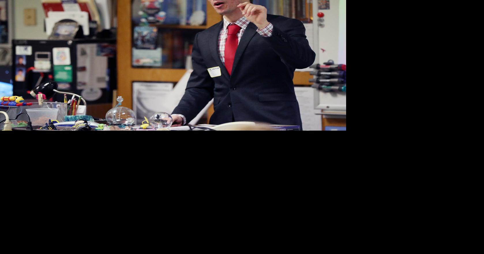 Meteorologist Joe Martucci at Atlantic City High School Thursday