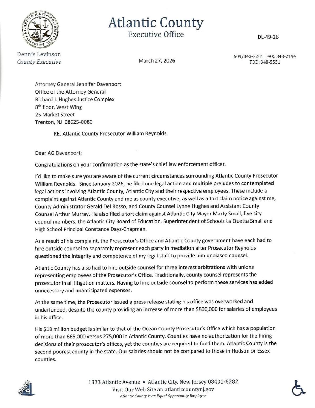 Read what Levinson wrote to the AG about Will Reynolds