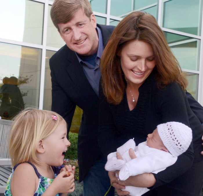 Kennedys introduce newborn son to media outside hospital in Galloway ...