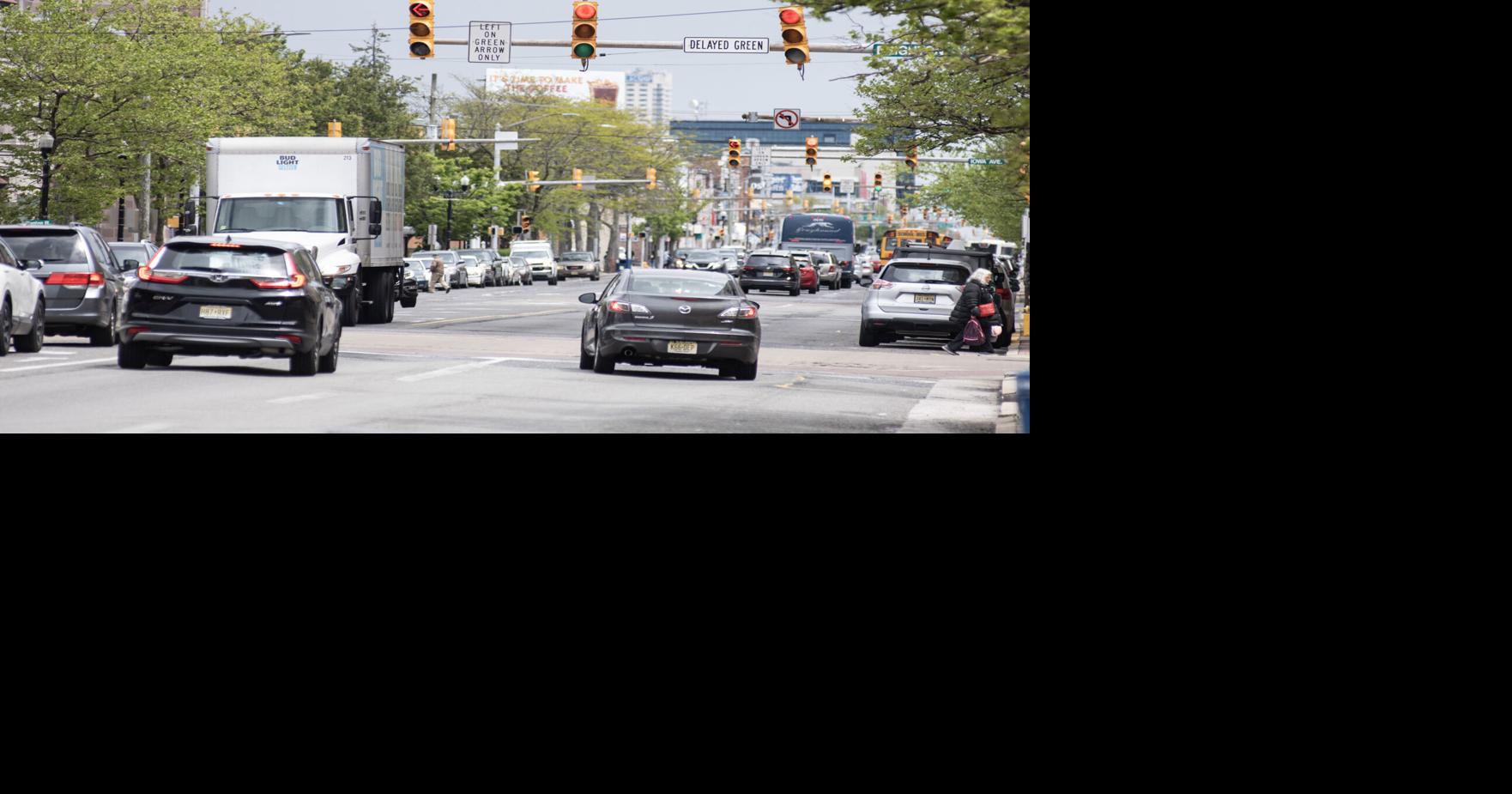Views of Atlantic Ave. traffic lights in Atlantic City.