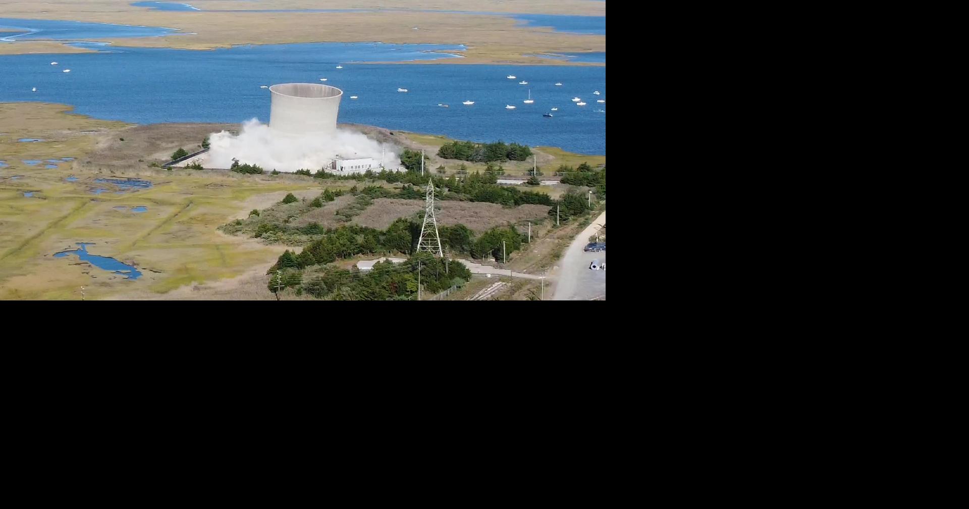 Drone footage of the B.L. England cooling tower implosion