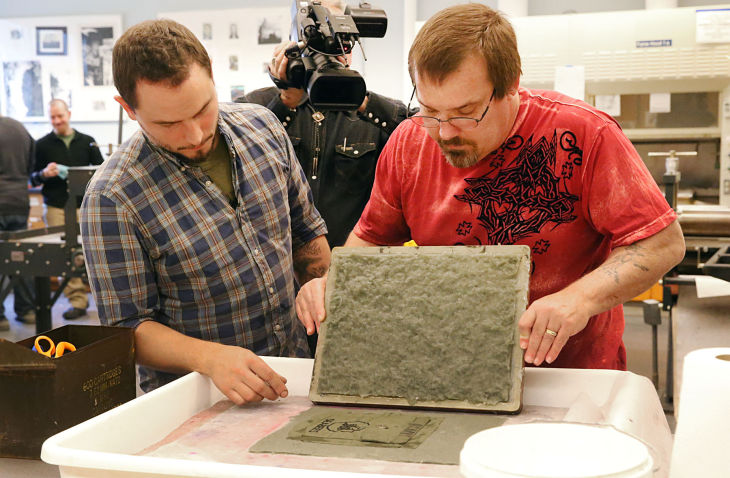 Combat veterans turn old uniforms into paper during Stockton art project