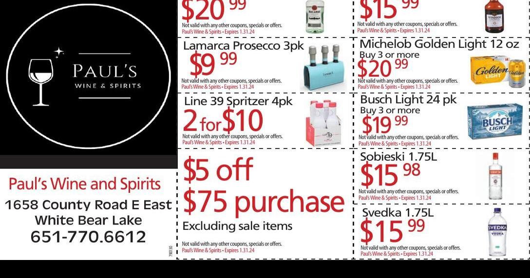 Paul's Wine & Spirits | Coupons | presspubs.com