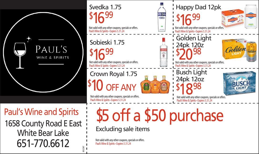 Paul's Wine & Spirits | Coupons | presspubs.com