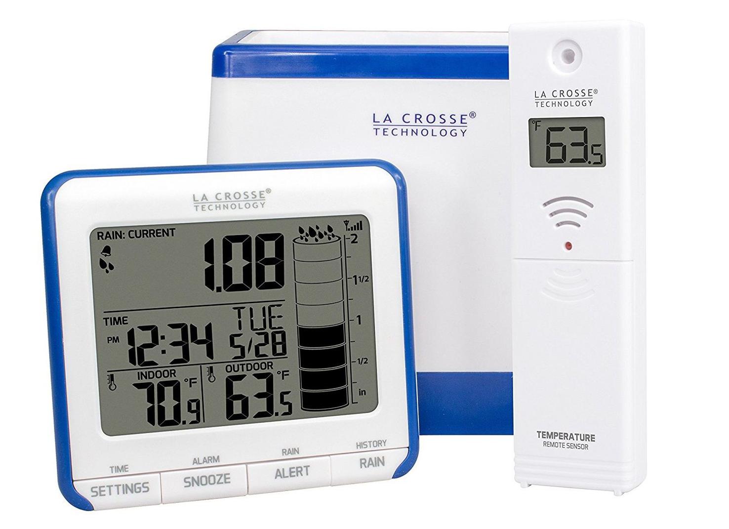 This digital rain gauge monitors charts rainfall and empties itself ...