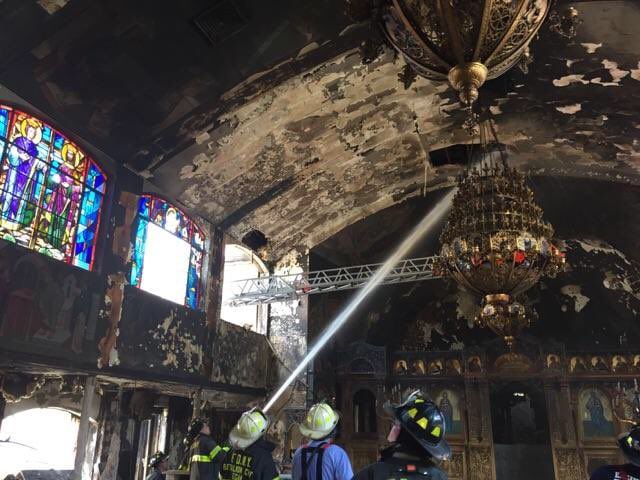 Greek Orthodox church burns in Corona | | qchron.com