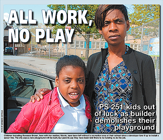 Playground at PS 251 destroyed by a developer | | qchron.com