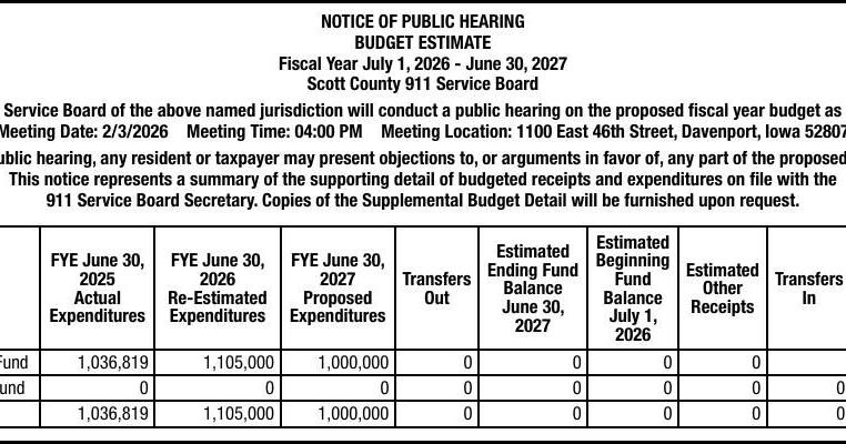 SCOTT COUNTY TREASURER legal - Ad from 2026-01-21