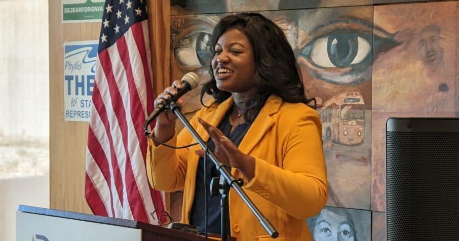 Deidre DeJear campaigns for abortion access in Scott County with ...