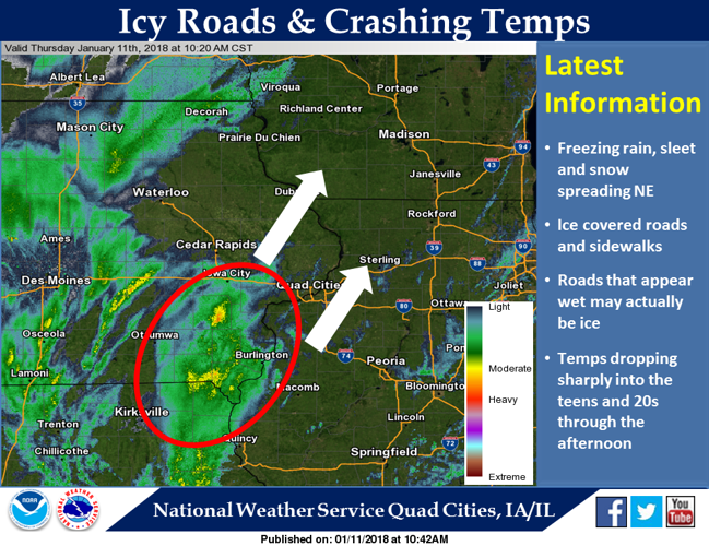 Wintry mix moving through area causing slippery conditions
