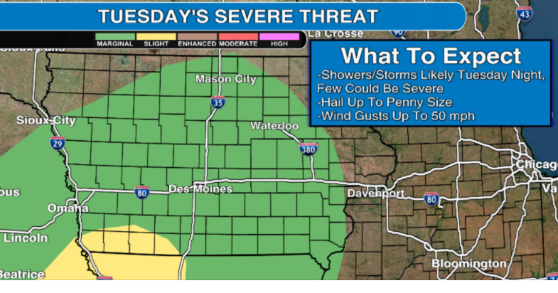 Dry across Iowa today, but the chance for showers and a few severe ...