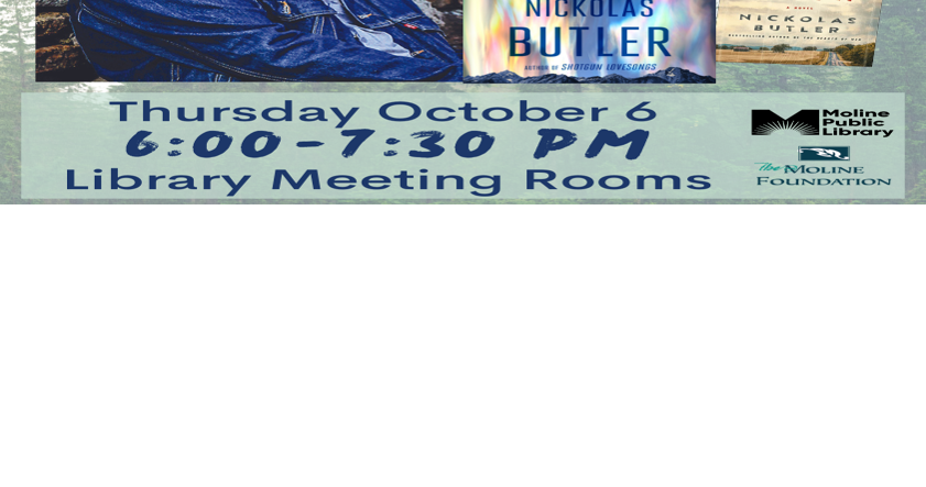Moline Public Library to host bestselling author Nickolas Butler