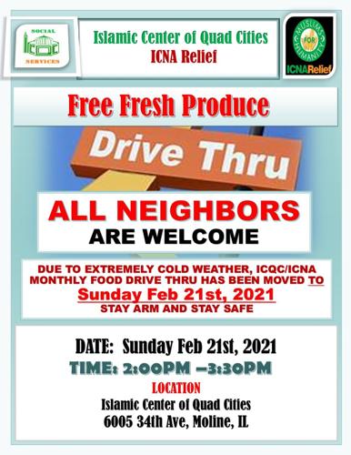 Free Fresh Produce Drive moved to Feb.21 because of extreme cold