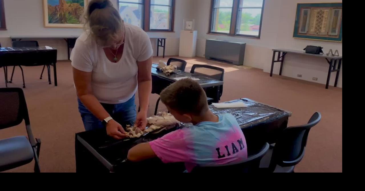 High school science teacher Andrea Martinez leads sheep pluck dissection
