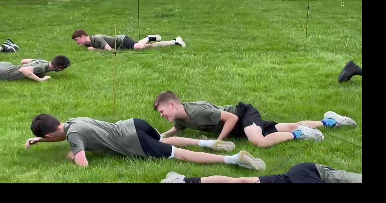 Alleman High School football feeder program at First Army teambuilding bootcamp