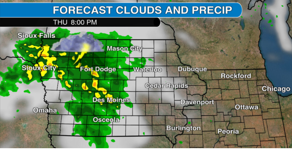 Rain likely in western Iowa Thursday, eastern Iowa for Friday