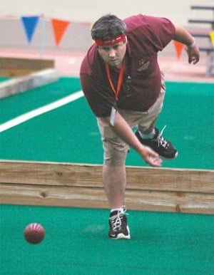 Olympians throw their bocce balls