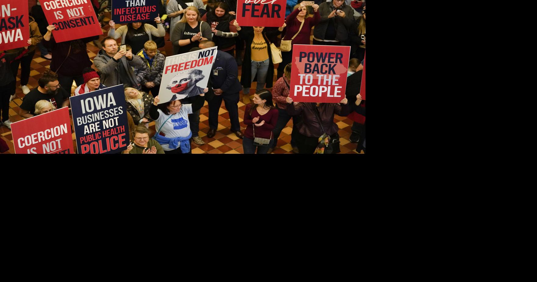 Anti-mask protest marks opening day of 2021 Iowa legislative session