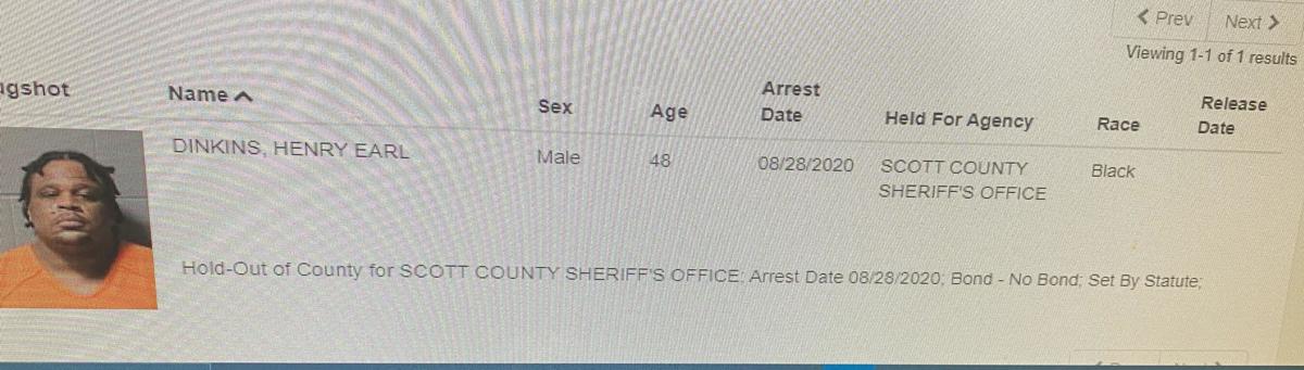 Henry Dinkins moved from Scott County to Clinton County Jail