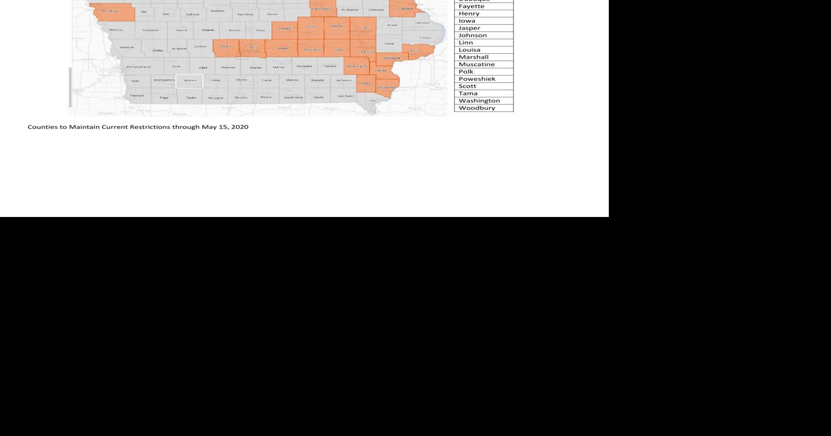 Iowa Gov. Reynolds eases COVID-19 restrictions in 77 Iowa counties