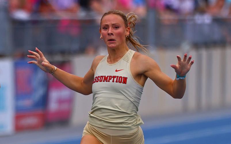 Assumption's Kelly Grobstich sweeps 100- and 200-meter dashes at state ...