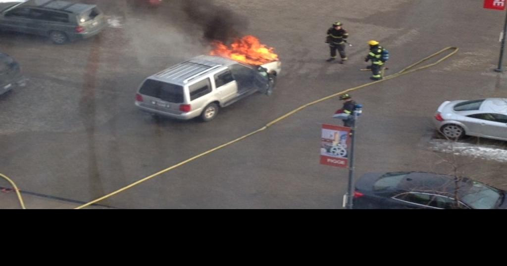 Photos: SUV on fire at Figge