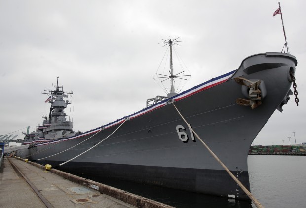 Former USS Iowa crewmembers meet aboard battleship